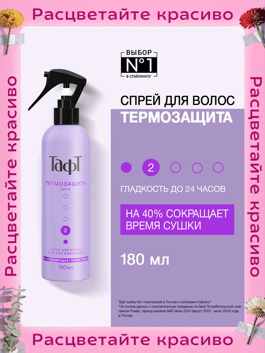 Тафт 180мл Термозащитный спрей для укладки