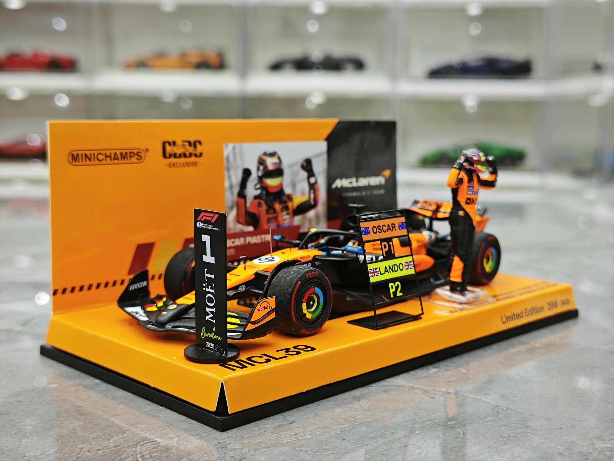MINICHAMPS Модель автомобиля Формулы 1 из смолы, 1:43, серия McLaren F1 Team (MCL39, Оскар Пиастри, победитель Гран-при Испании 2025)