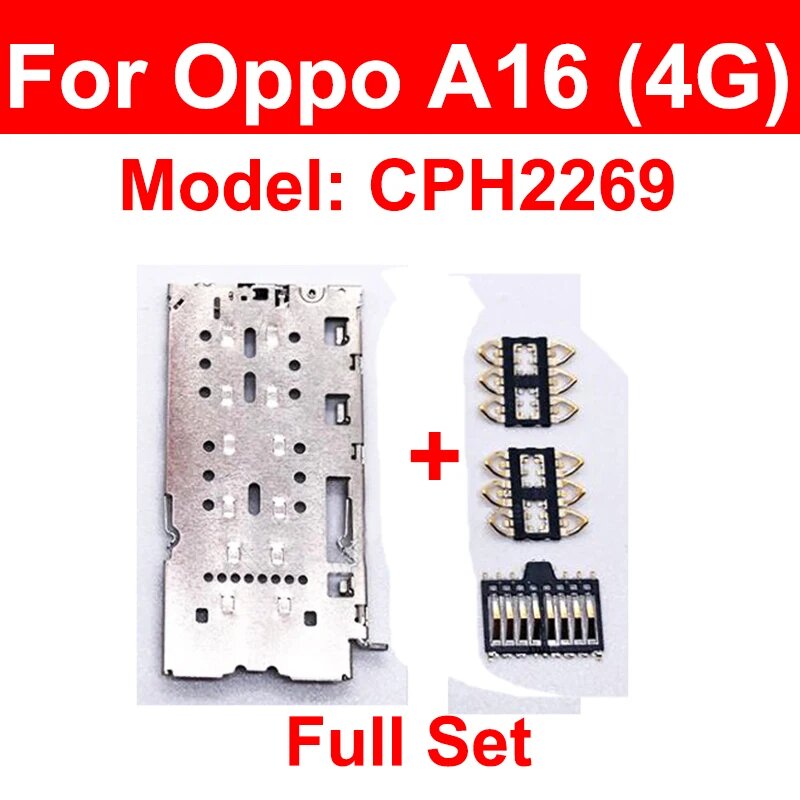 Для OPPO A16 A53 A72 A73 A92S 4G 5G: лоток для SIM-карты, разъем SIM-слота, внутренний разъем для карты, запасные части для ремонта