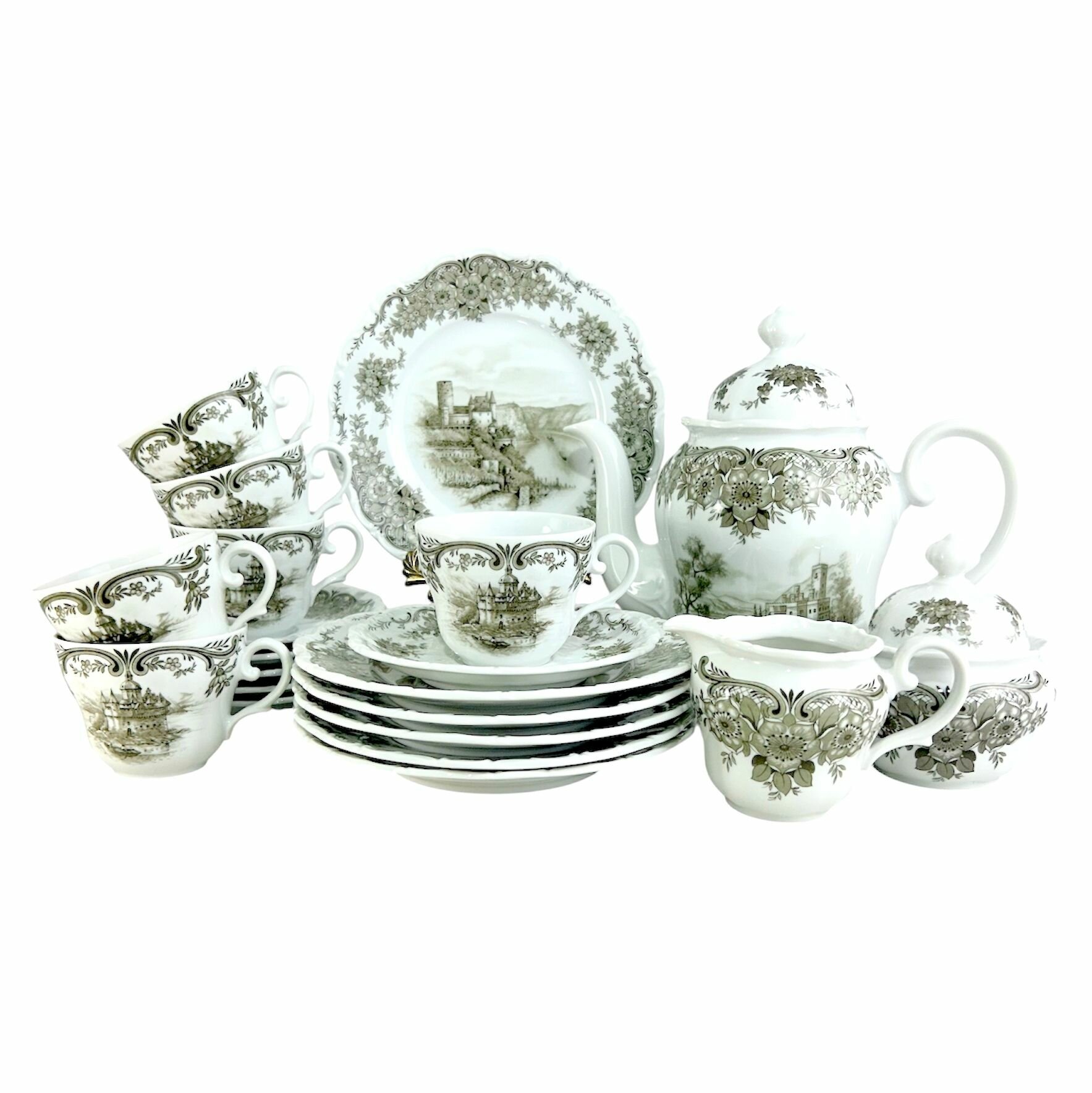 Чайный сервиз Замки Германии, Rheingau / Рейнгау, фарфор, винтаж. Германия