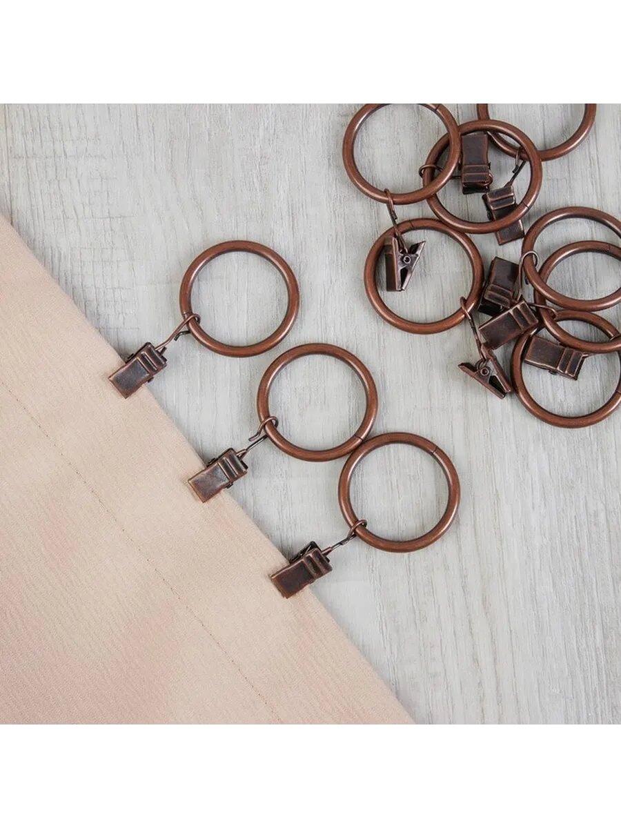 Медные кольца для карниза с зажимами, 10 шт