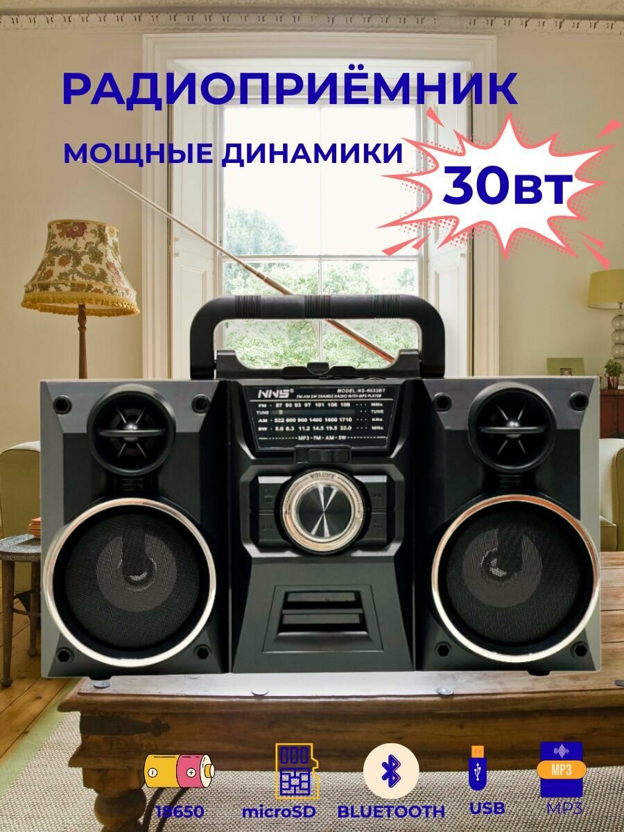 Радиоприёмник NS-6633/Bluetooth/USB/MP3/TM