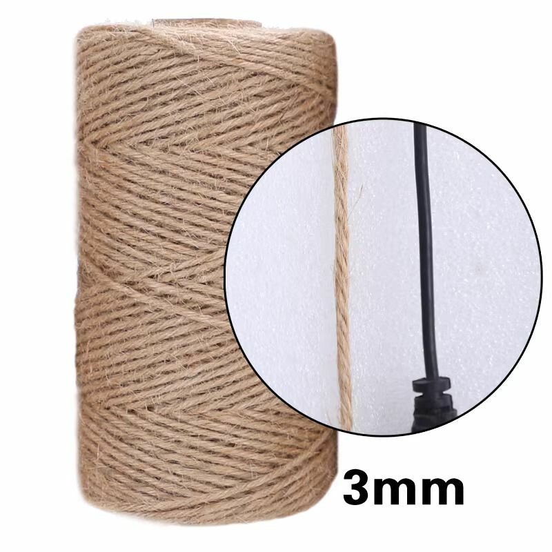 Джутовый шпагат, джутовая веревка, пеньковый шпагат, для упаковки поделок, свадебного рождественского декора, 100 м, 3-слойный