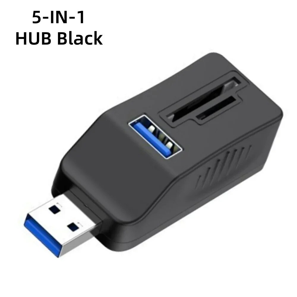 5-портовый USB 3.0 Концентратор С Кардридером SD/TF, USB-удлинитель Для Ноутбука, Камеры, Black