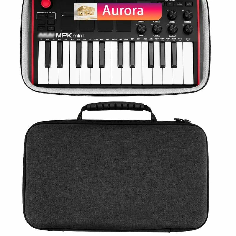Чехол Akai MPK Mini MK3, ультрапортативный USB MIDI-пэд с 25 клавишами и защитный чехол для контроллера клавиатуры (темно-серый)
