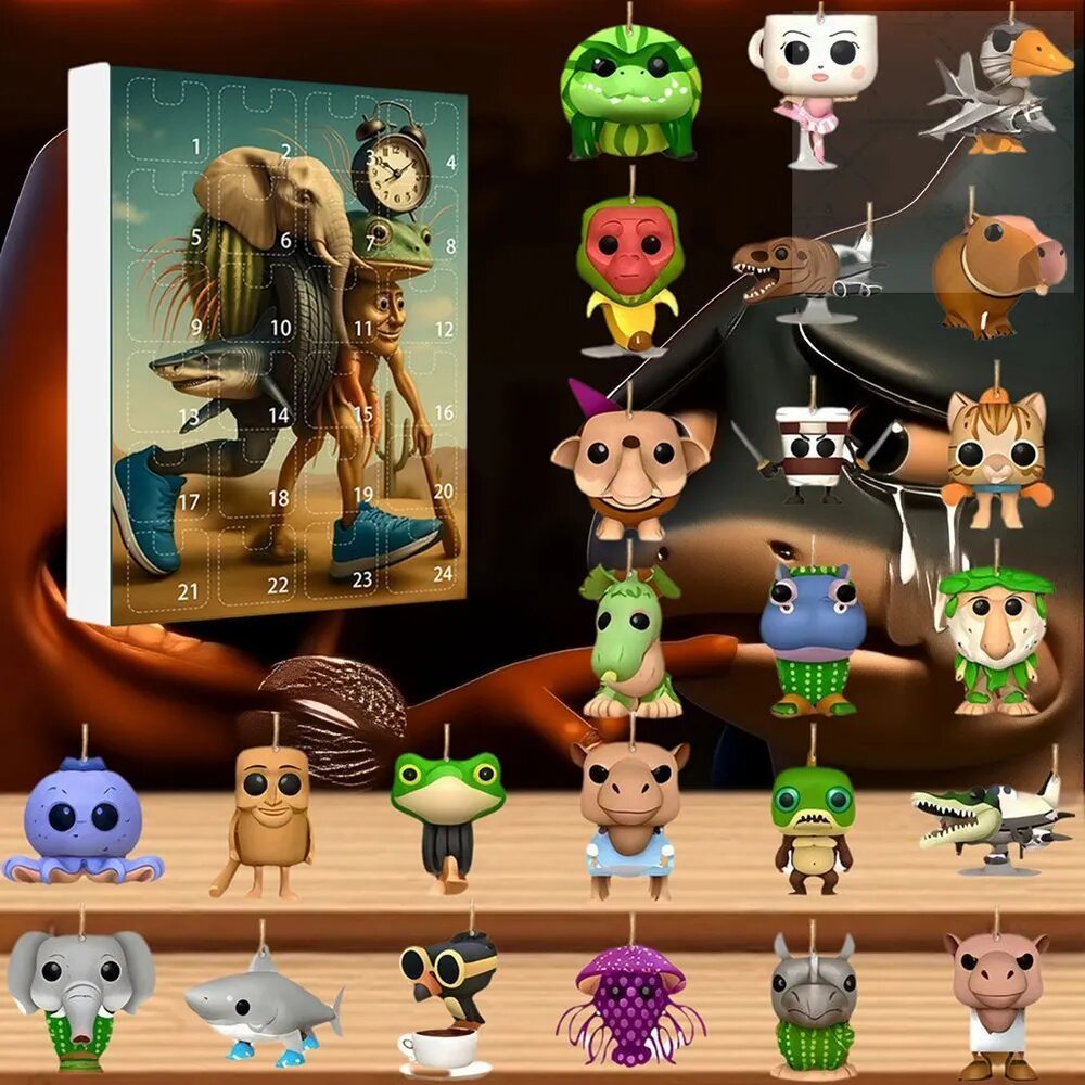 (Плоская 2D-модель)24 шт Акриловая фигурка-календарь обратного отсчета, Забавный игрушечный календарь, для детей Мальчиков и девочек