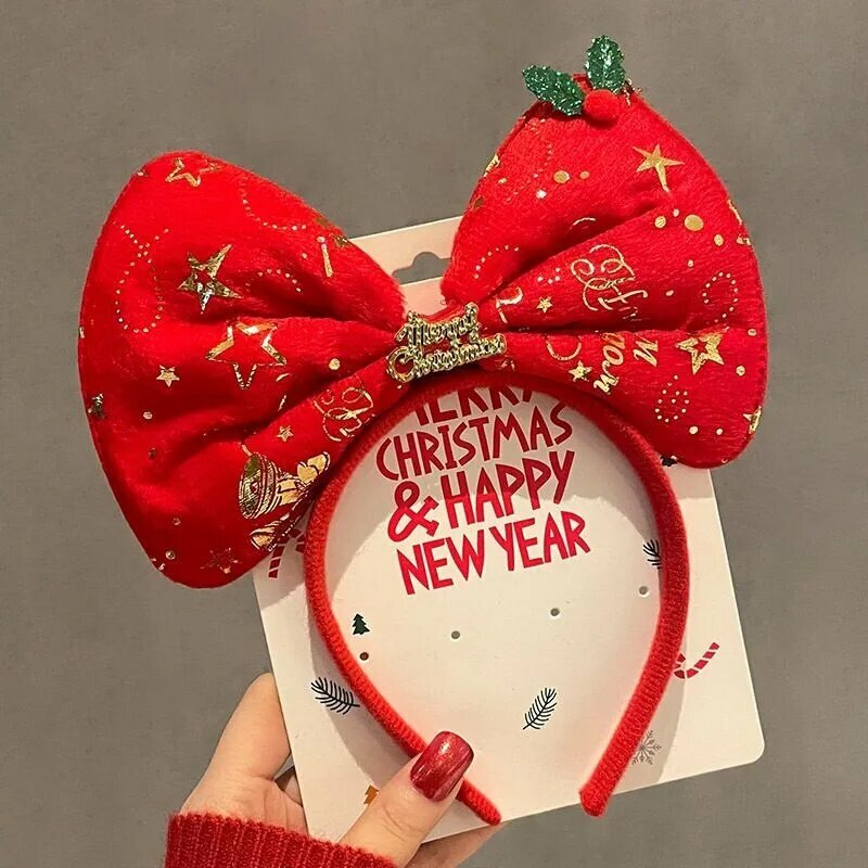 Ободок с бантом Минни: Новогодний ободок для волос с бантом в виде Минни Маус для девочек и женщин на праздничные вечеринки