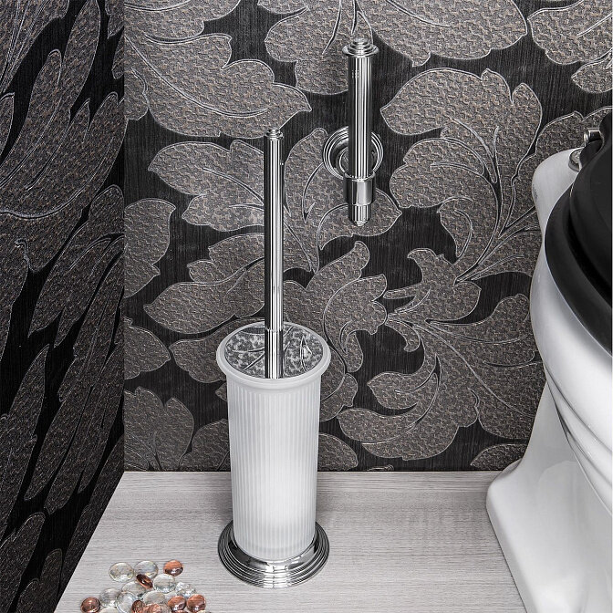Ёршик для унитаза Colombo Design Hermitage В3306. HPS напольный, керамика, металл, пластик, PVD золото|белая керамика
