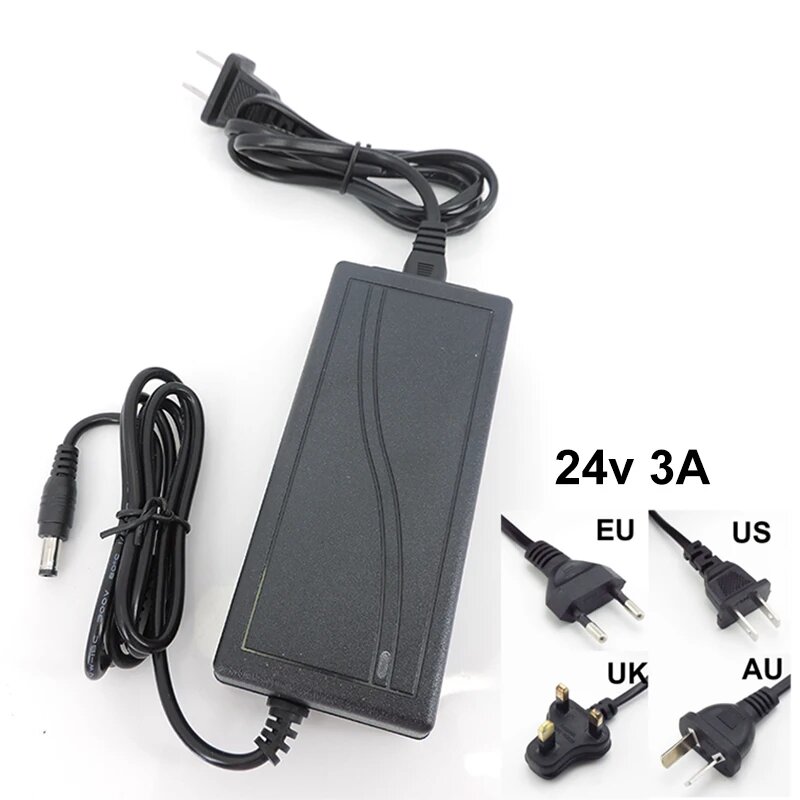 Адаптер питания QvvCev 220В в 24В черный ЕС, 24V 3A