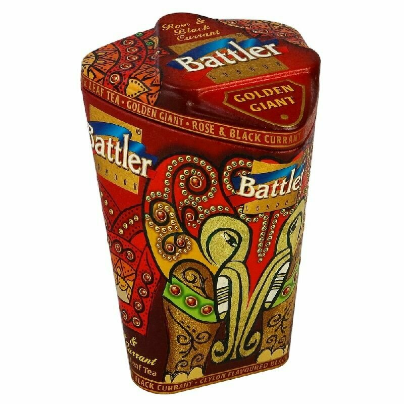 Чай BATTLER GOLDEN GIANT ROSE & BLACKBERRY Крупнолистовой цейлонский черный со вкусом (Роза и Черная Смородина) /жесть/ 100г
