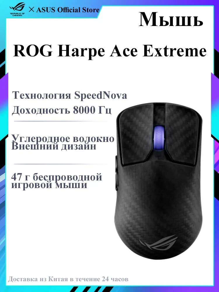 Мышь ASUS P718 ROG Harpe Ace Extreme, Bluetooth/Wireless/USB, 42000 dpi, черный (90MP03U0-BMAA00)