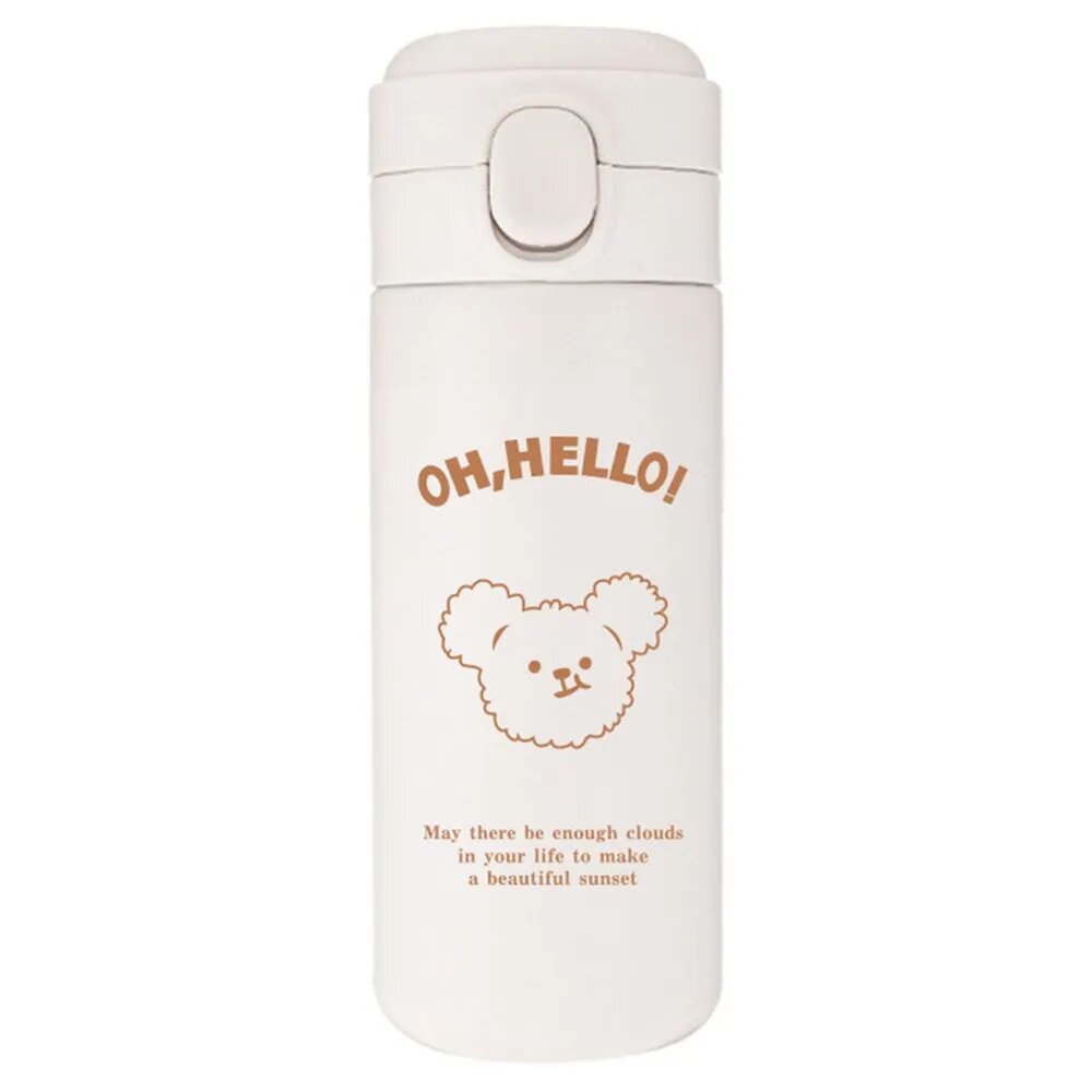 Термос для воды Hello Bear объёмом 450 мл из нержавеющей стали с рисунком мишки и хлопковым чехлом