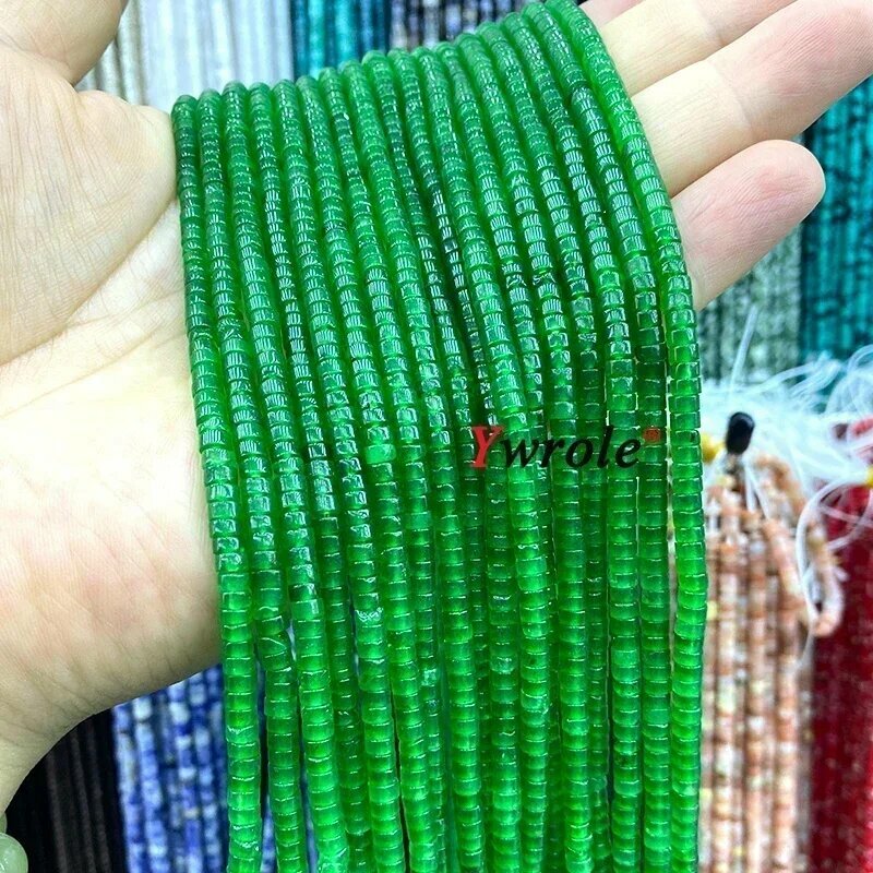 Бусины из халцедона красный рубин 2x4 мм YWROLE Изумрудный, 4x2mm 72-75pcs, green olive