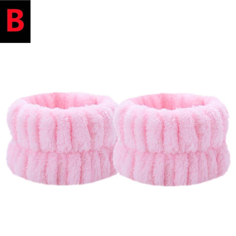 2 шт. розовые спа-повязки для волос из микрофибры, Color: B