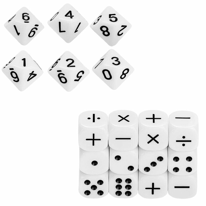 18шт 16 мм Обучающие Кубики По Математике, Кубики С Цифрами И Символами, Круглые Угловые Детские Обучающие Настольные Игры, Многогранные Кубики