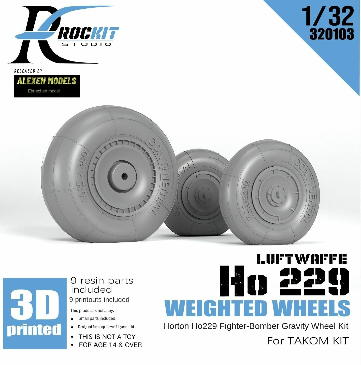 ROCKIT 320103 1/32 воздушных сил Ho 229 васованные колеса Для Таком 3D печать