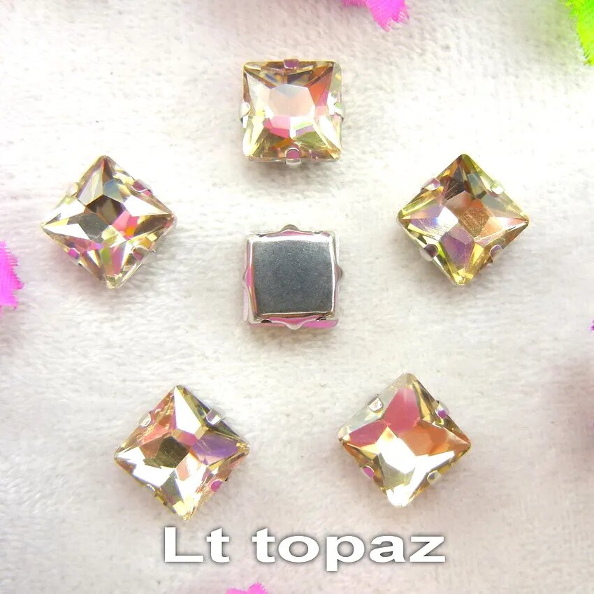 Стразы квадратные Lt topaz, 8 мм, розовый, 50шт