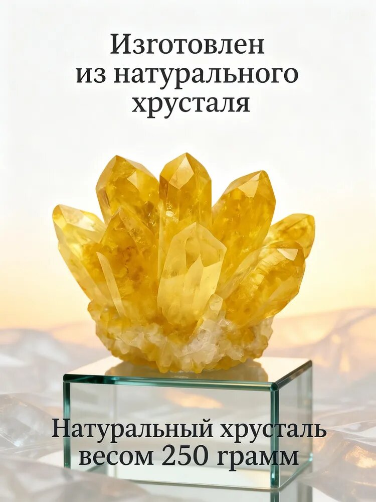 Таинственный амулет из натурального желтого кристалла250 г/талисман Оберег