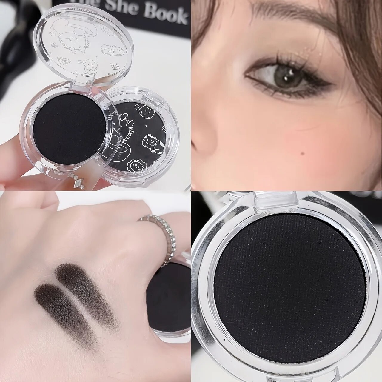 Белые и черные монохромные тени для век 03 Matte Black