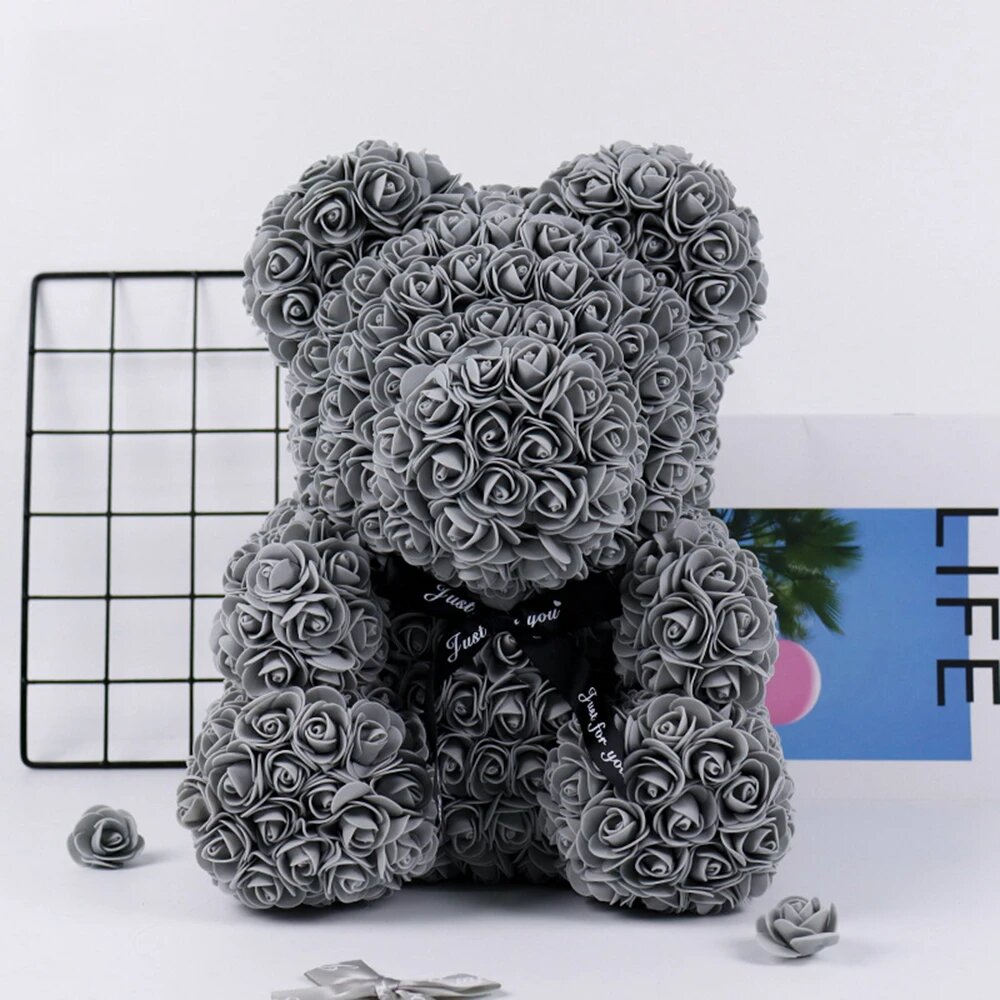 Искусственный мишка-роза Teddy 25 см Серый, Gray