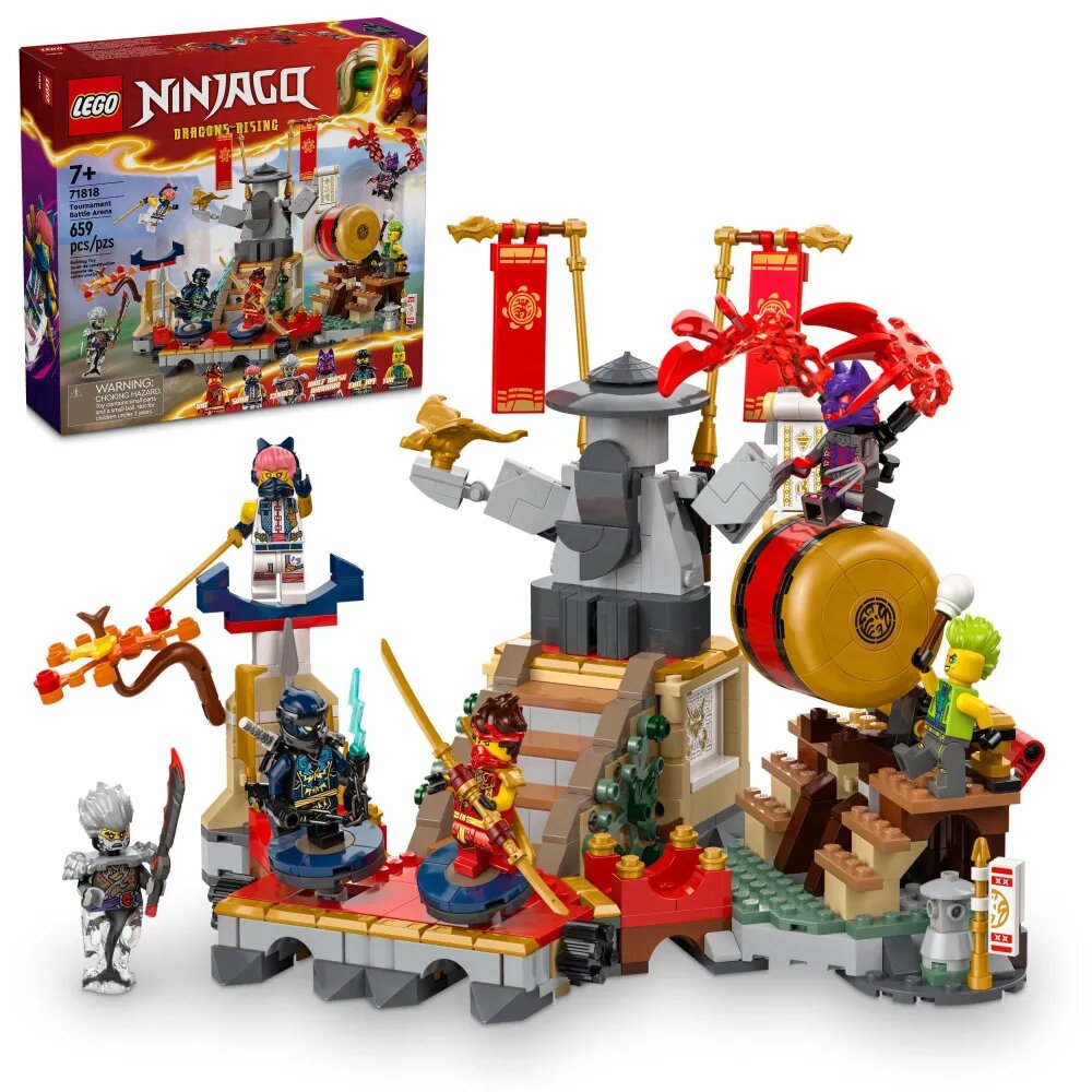 Конструктор LEGO Ninjago 71818 Турнирная боевая арена, Сборка строительных блоков.