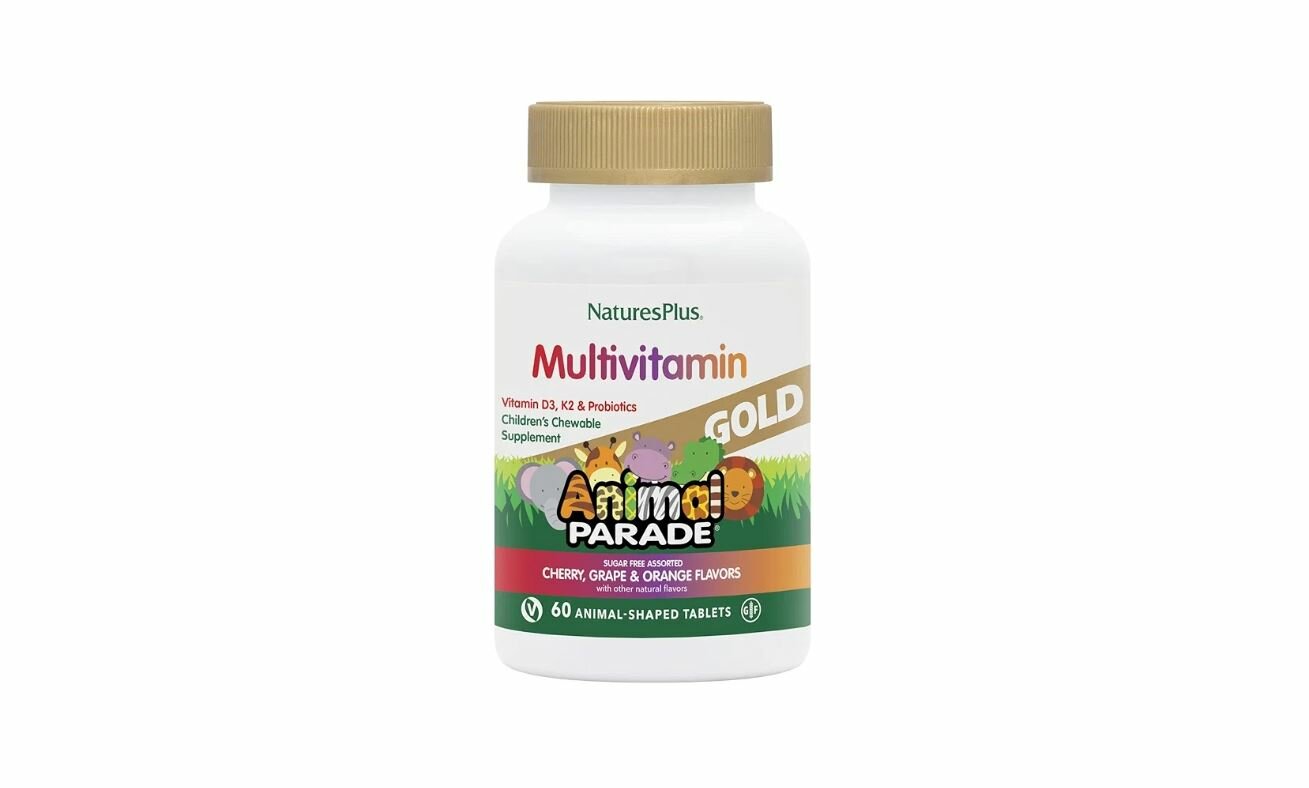 Мультивитамины Animal Parade GOLD Multi, со вкусом ассорти, 60 таблеток