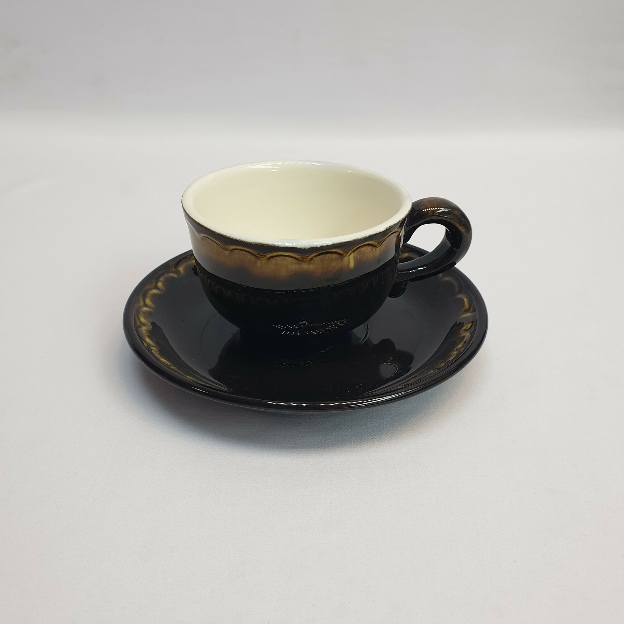 Винтажная кофейная пара Конаково, обливная керамика 140 мл, СССР