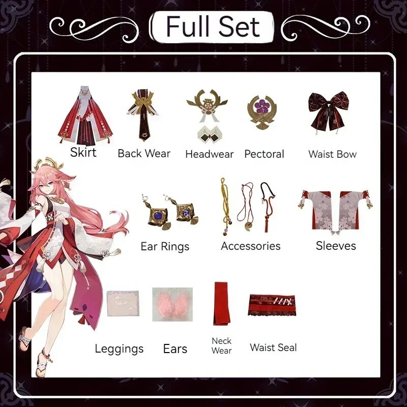 Косплей костюм Yae Miko Wetrose XL, Full set No wig