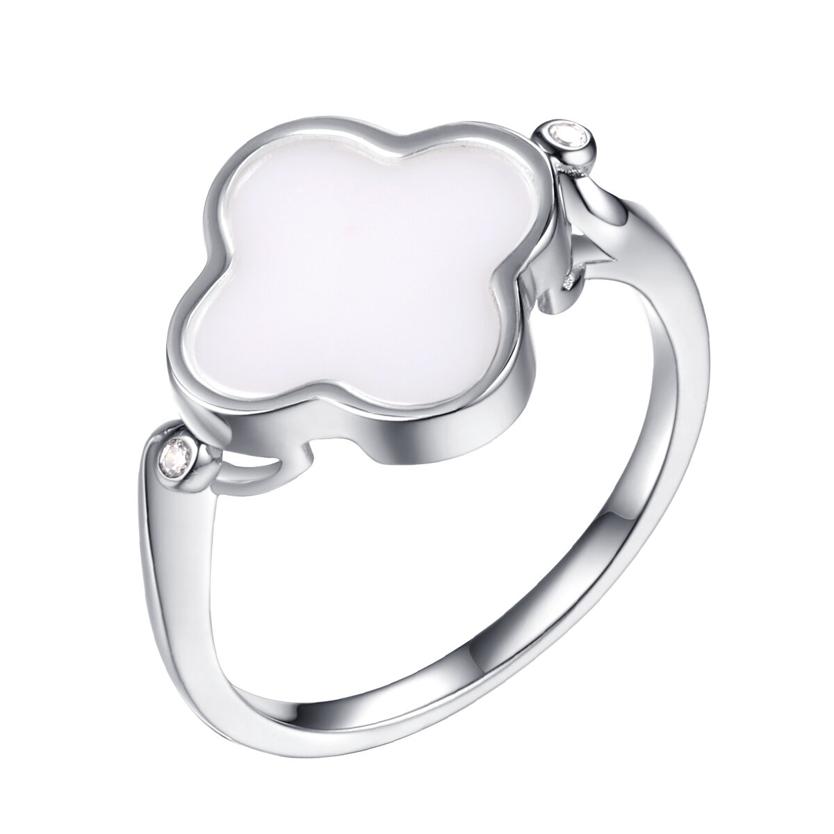 Кольцо, серебро, 925 проба, фианит, керамика