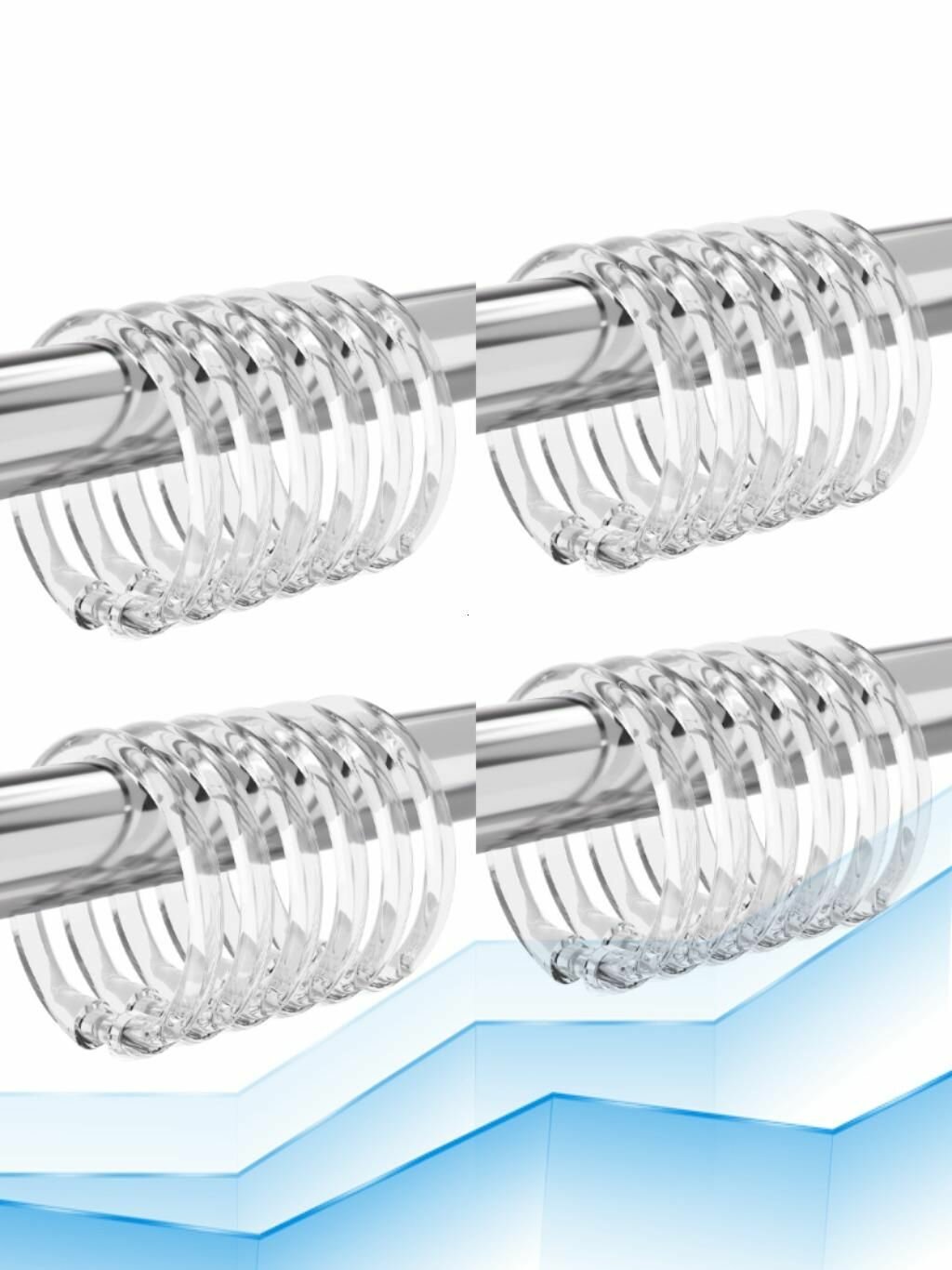 24 шт. крючки для душевой шторы, плавное скольжение, прочный акрил, необходимый аксессуар для ванной