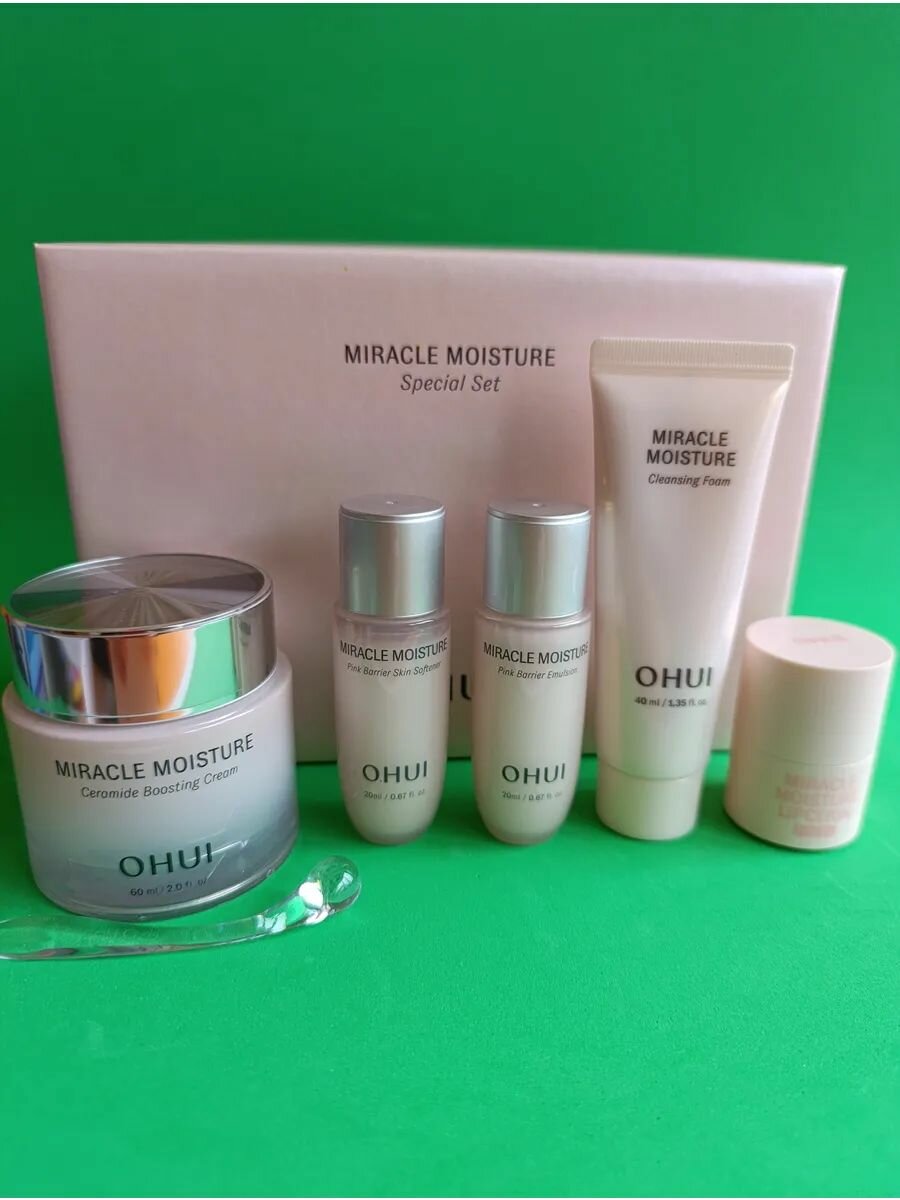 OHUI Miracle Moisture Ceramide Boosting Cream Set увлажняющий крем для лица + бальзам для губ