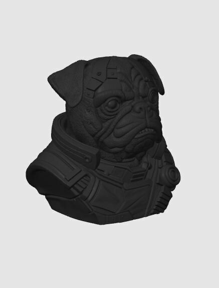 Эксклюзив! Бюст Мопса-Киберпсихолога (10см, черный) - Верный друг, подарок, талисман