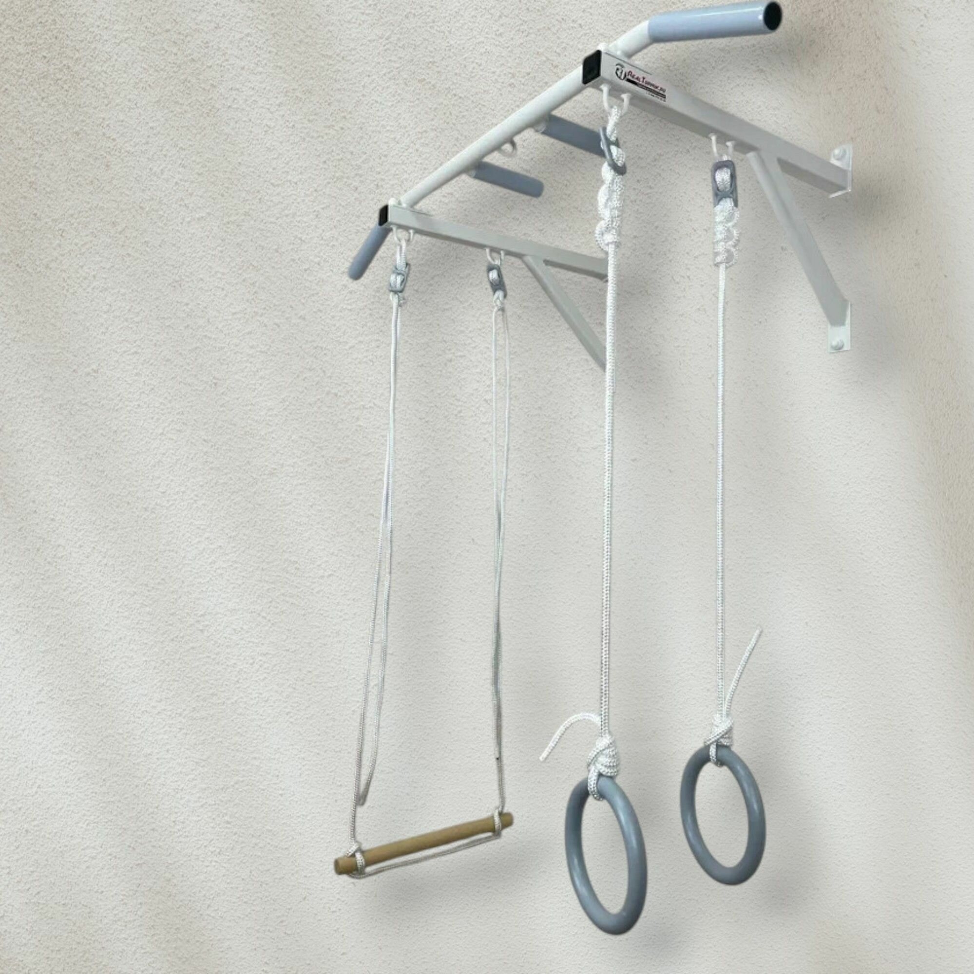 Комплект Турник настенный 3 в 1 "Добрыня" с Кольцами пластиковыми, и трапецией