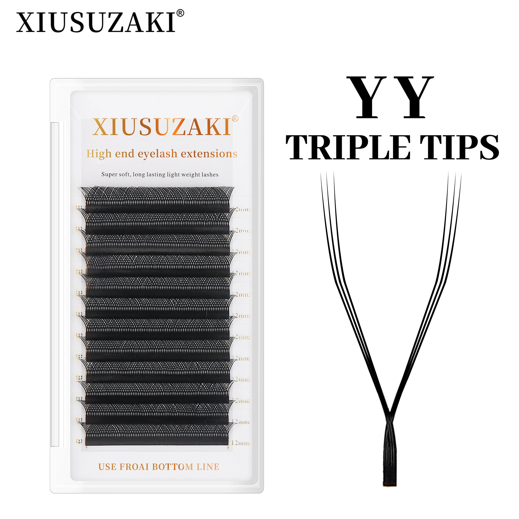 Ресницы наращивания XIUSUZAKI 2D C-изгиб, MIX 8-15mm, черные