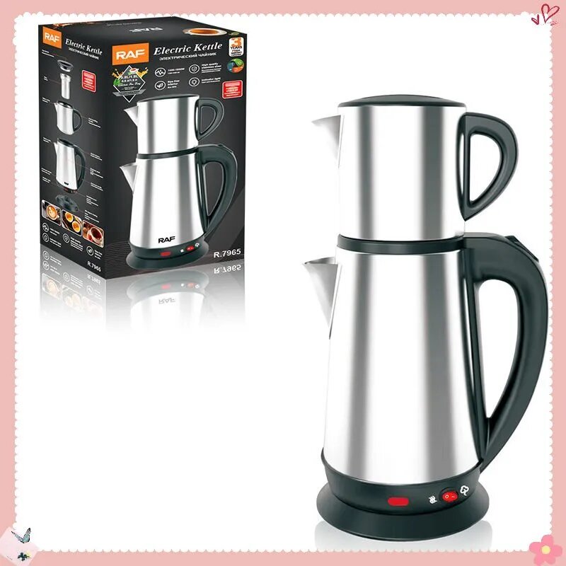 Электрический самовар RAF Electric Kettle серебристый, черный