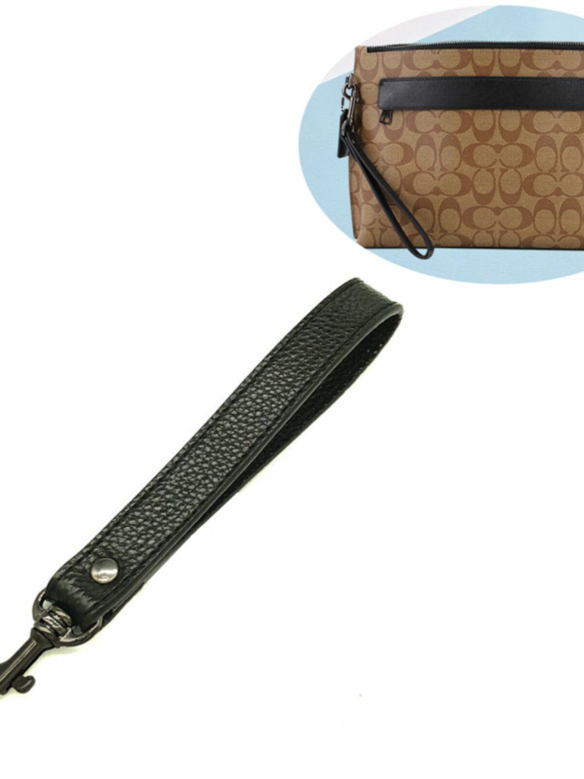 Черный ремешок для сумки COACH из рельефной кожи с хромированной пряжкой 1,5 см