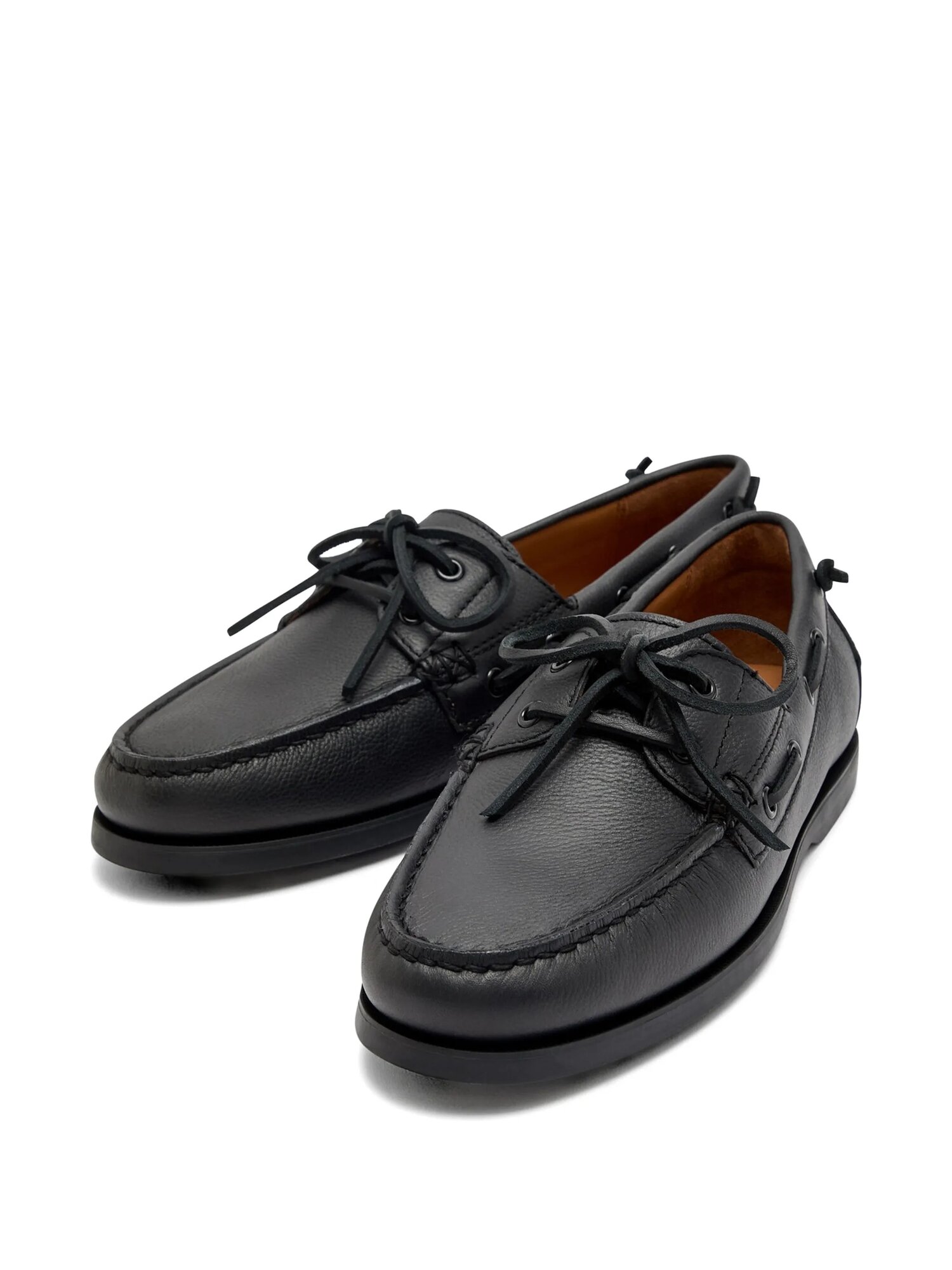 Туфли Polo Ralph Lauren Leather boat shoes, размер 8, black/black — фото 1