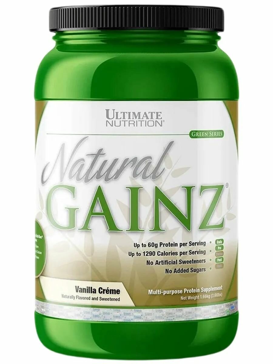 Ultimate Nutrition Natural Gainz 1666 г , Натуральный гейнер, Ванильный крем