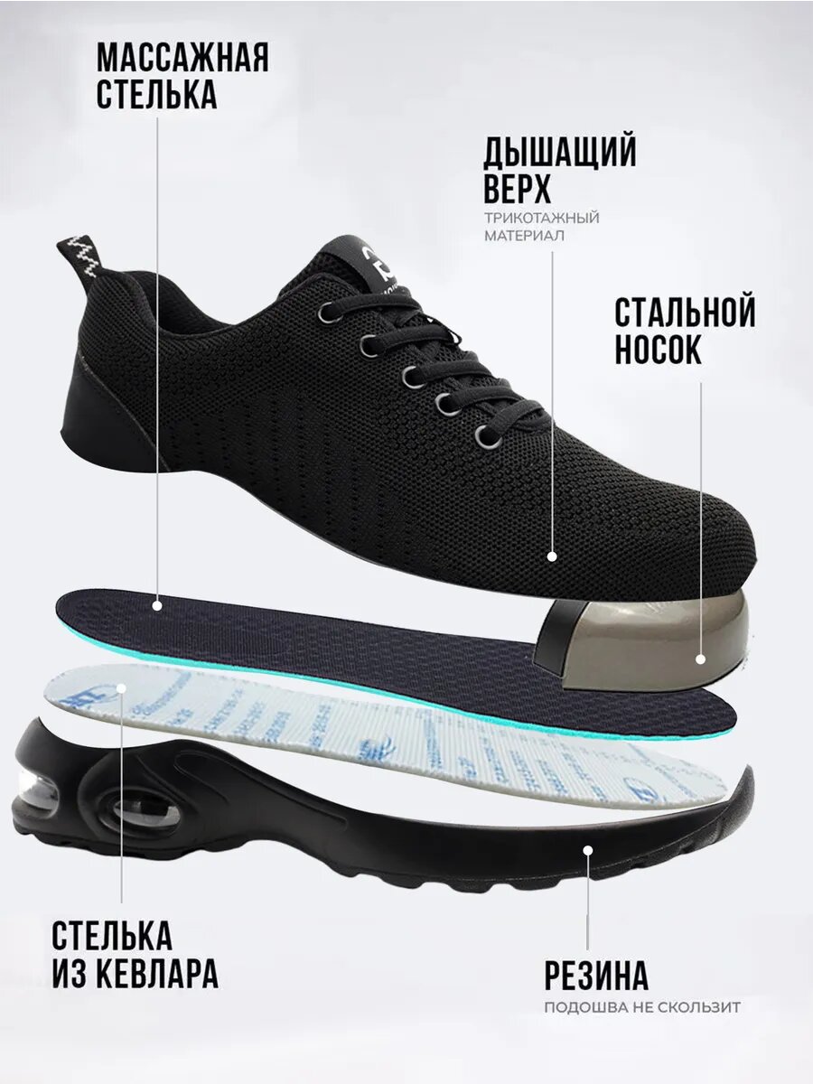 Износостойкие кроссовки DIANSEN. Прочная спецобувь с защитным подноском и бронированным носком