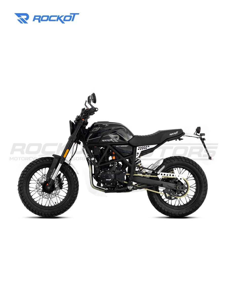 Мотоцикл ROCKOT SCRAMBLER, 250 куб. см, 24 л. с, 16 л, (черный глянцевый)