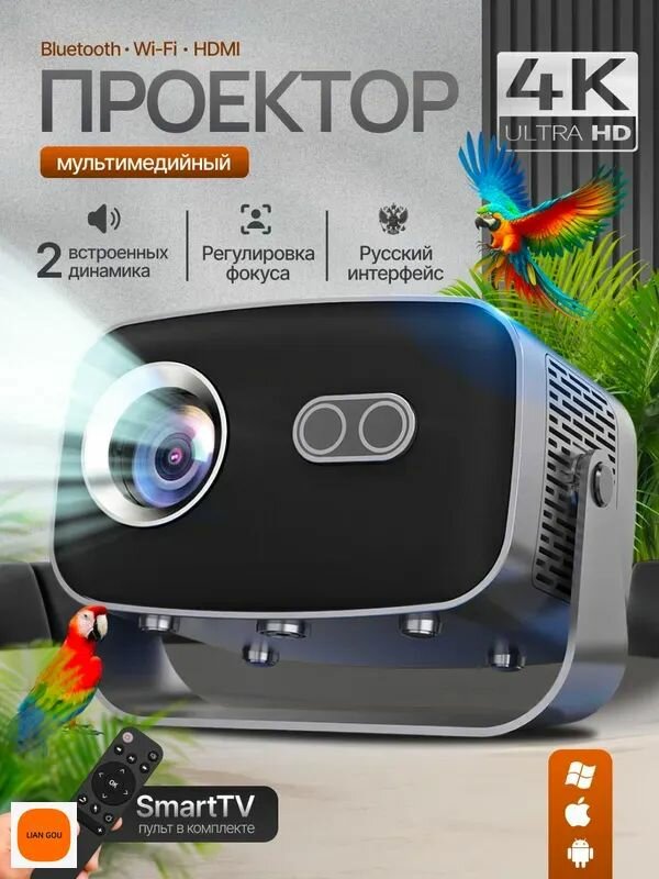 Проектор, 1LCD, черно-серый