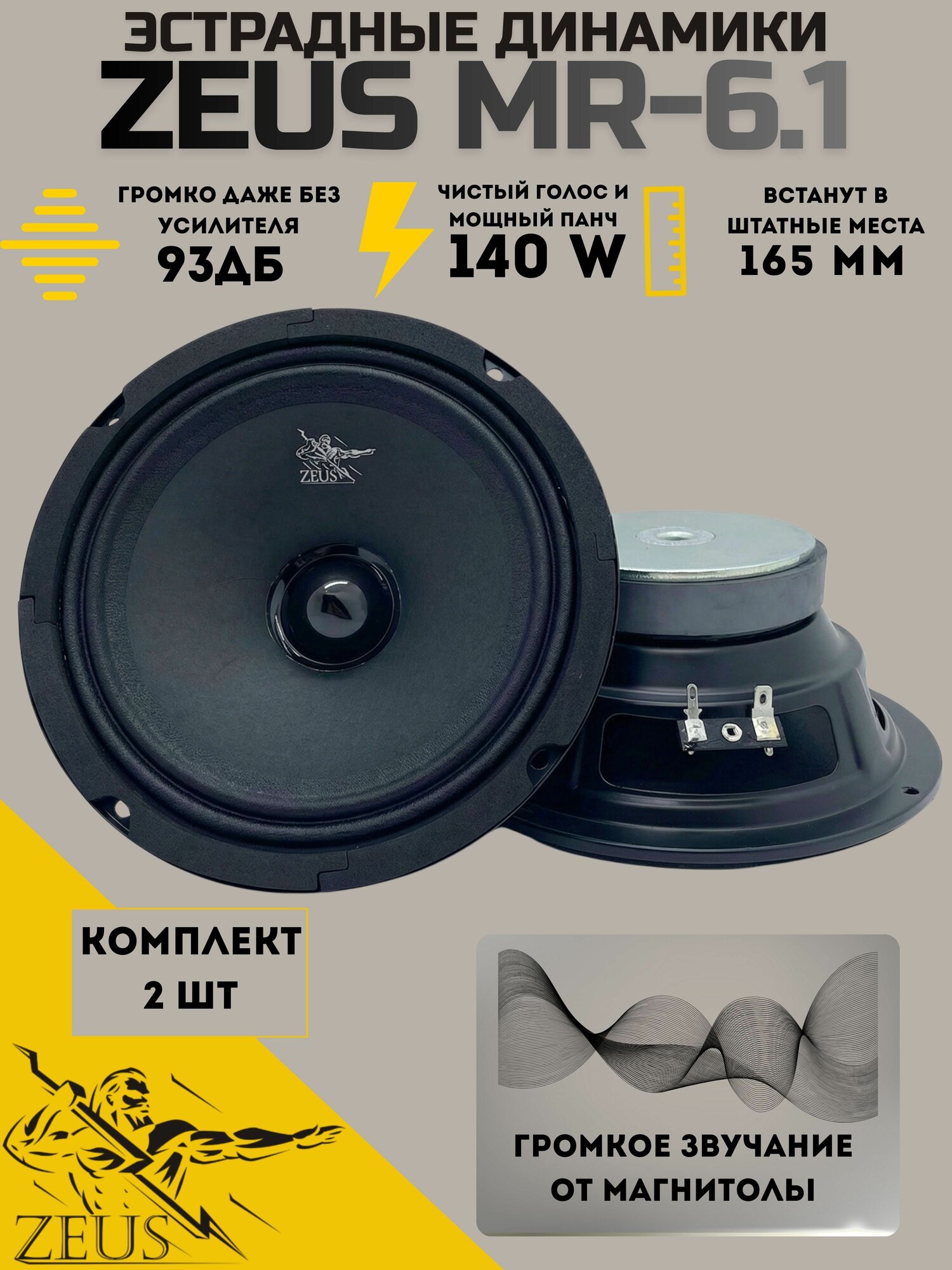 Динамики эстрадные 16см автомобильные MR-6.1