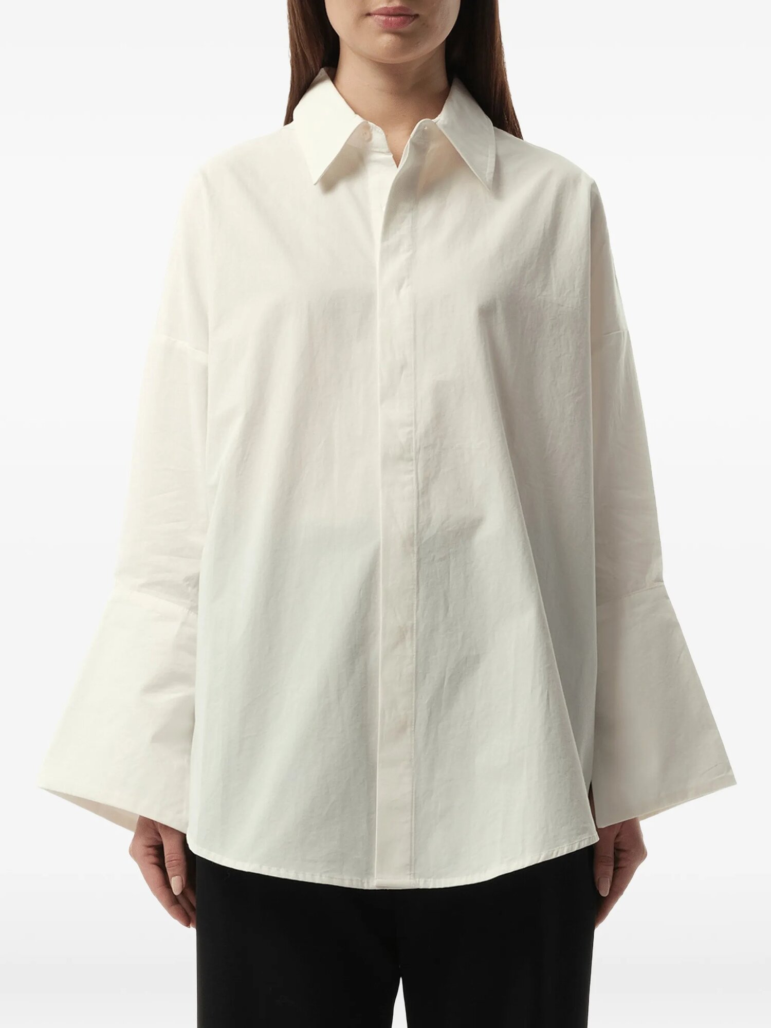 Рубашка Fax Copy Express Oversized flared-sleeve shirt, размер 46, бежевый/белый — фото 1