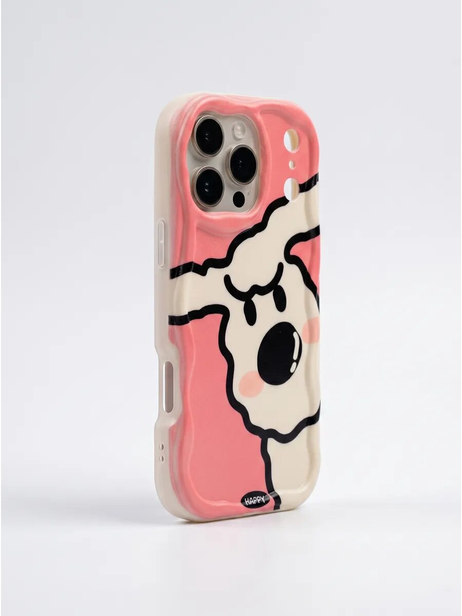 Чехол "Собака", для iPhone 17 Pro Max, розовый, ударопрочный, защита камеры — фото 1