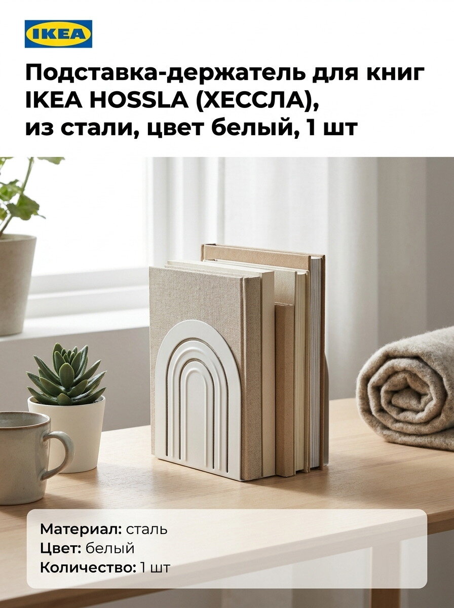 Подставка-держатель для книг IKEA HOSSLA (хессла), из стали, цвет белый, 1 шт