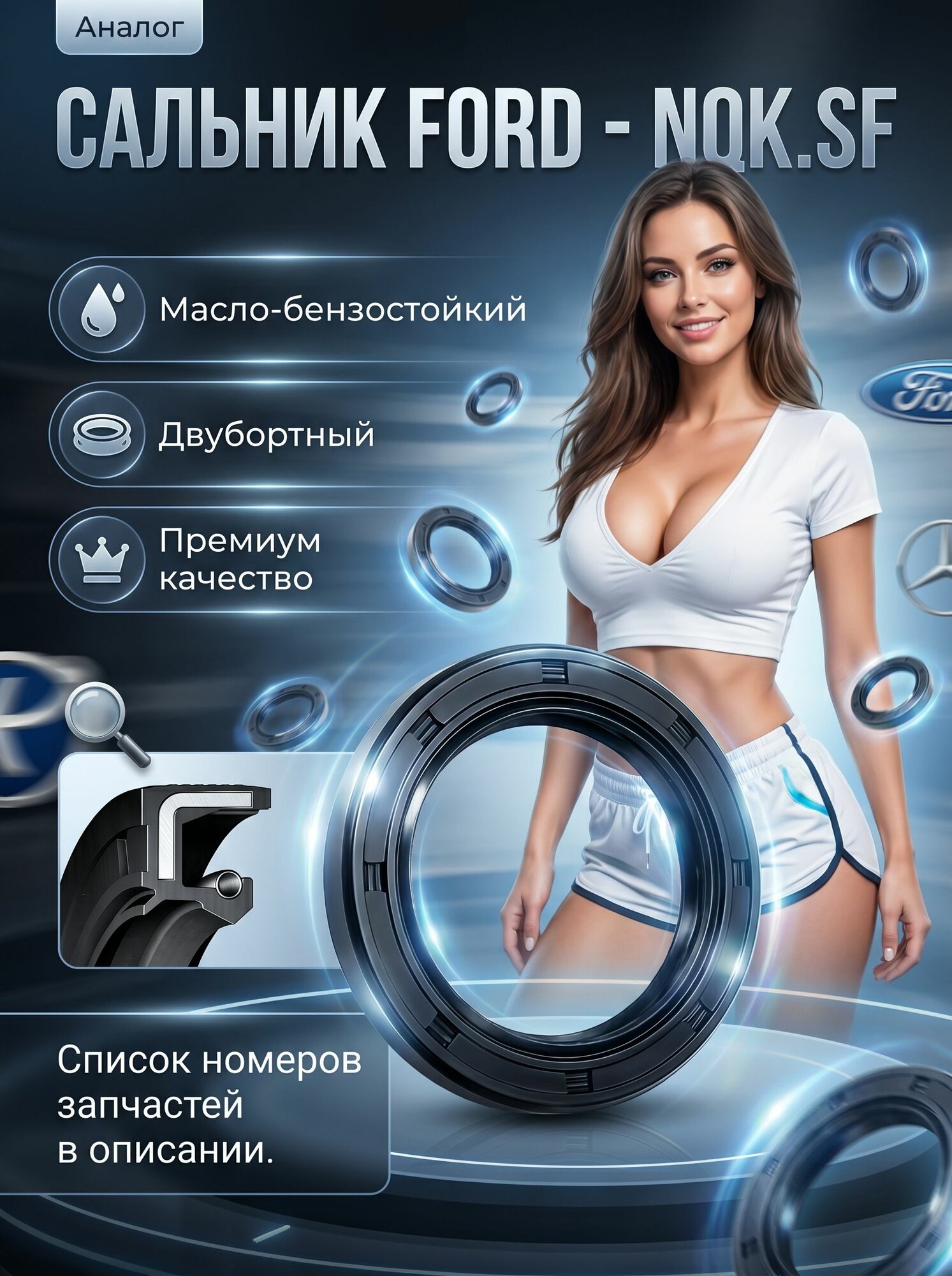 Сальник дифференциала 539.580 - NQK.SF на FORD ORION II (AFF)
