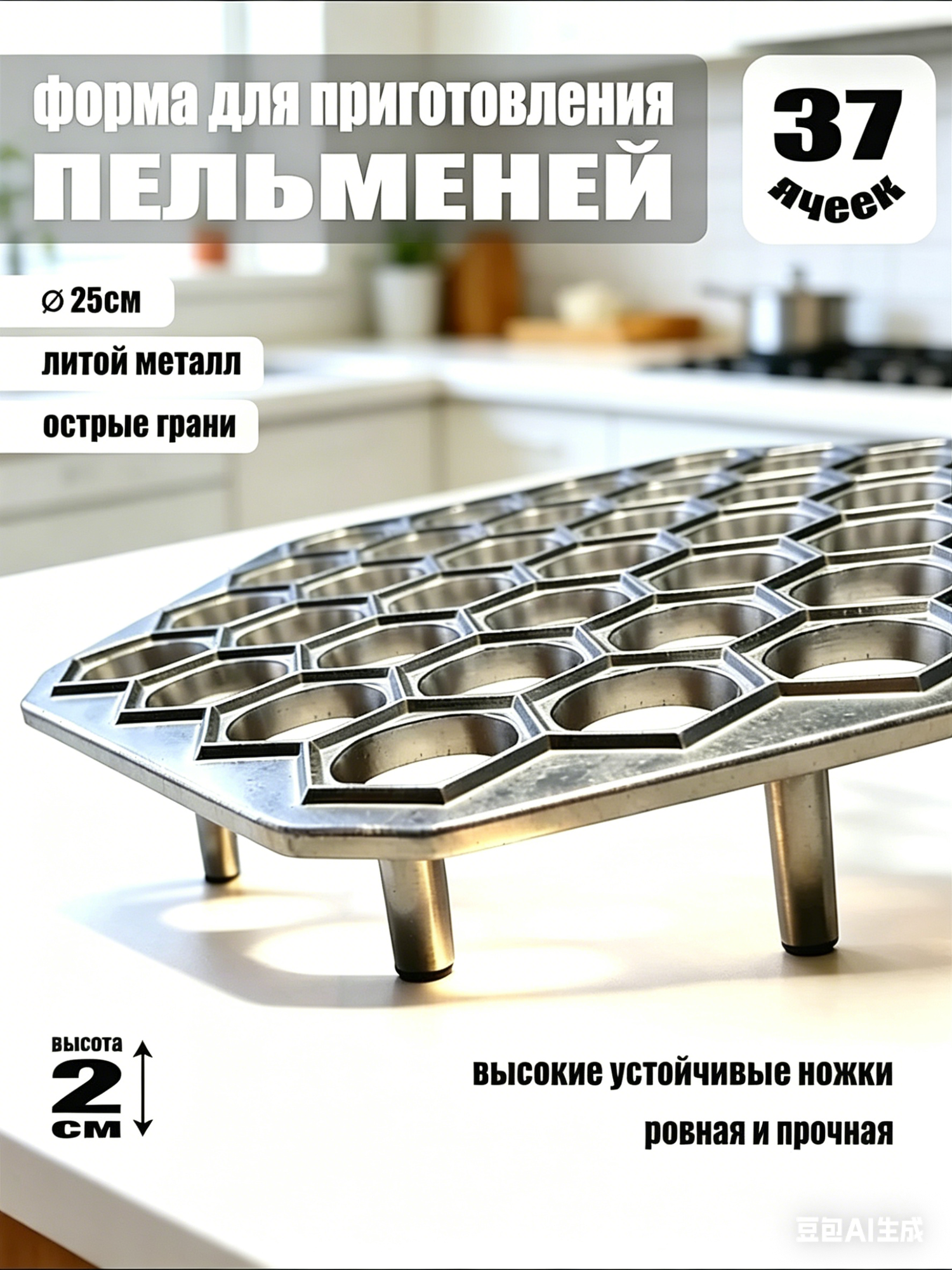 Форма для лепки пельменей, размер 7 см, удобная форма для домашнего использования
