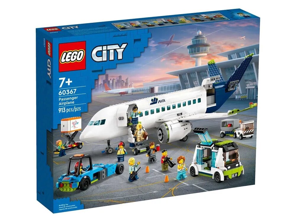 Конструктор LEGO City Пассажирский самолет, 913 деталей, возраст от 7+, 60367