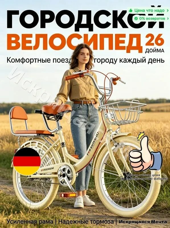 Linlee Велосипед Городской, взрослый женский с корзиной