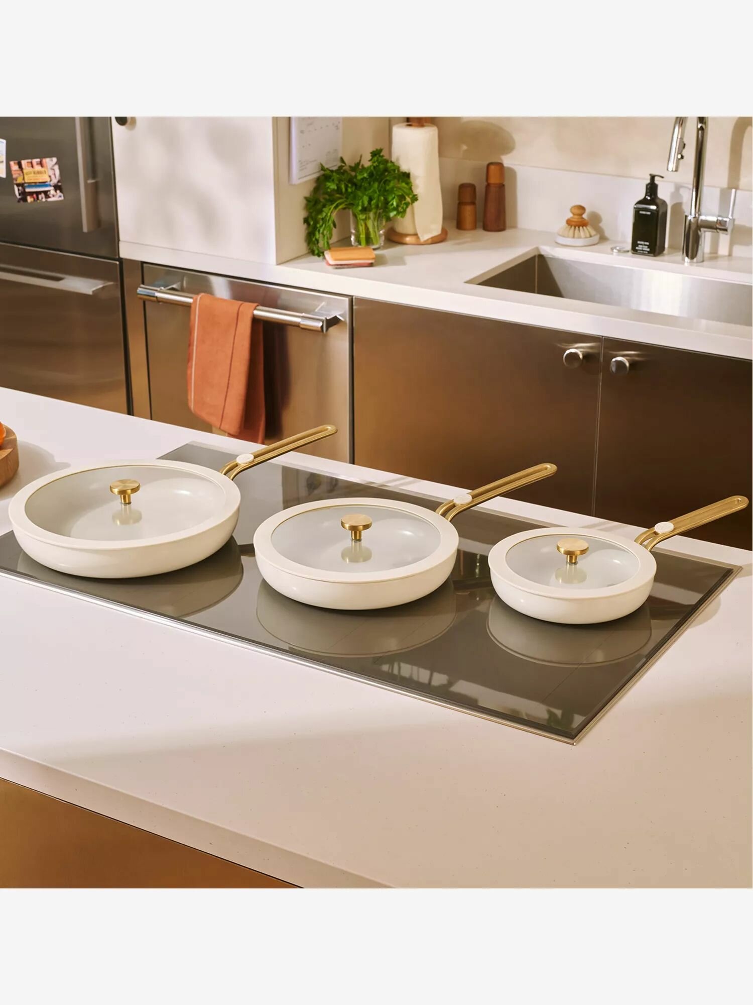 Our Place Набор сковород Essentials Pan Trio Eight-Piece Aluminium Set - CREAM